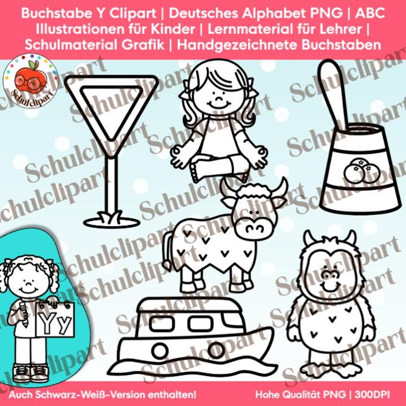 Deutsches Alphabet Buchstabe Y Alphabet Cliparts Für Lehrer, Kita ...