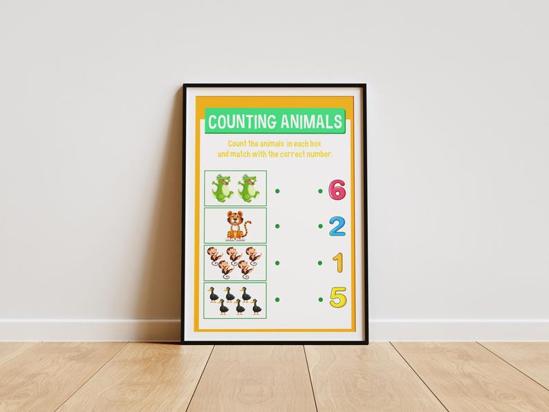 Counting Animals Worksheet for Kids - Fun Printable Learning Activity PDF - Etsy