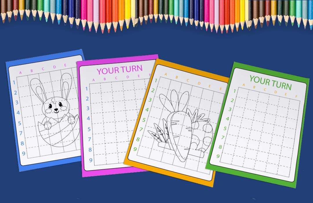 Easter Grid Drawing Worksheets for Kids Bunny and Carrot Templates Fun ...