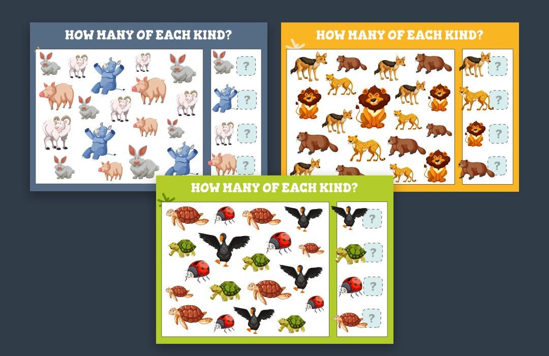 Printable Animal Counting Worksheets for Kids Fun and Educational PDF ...