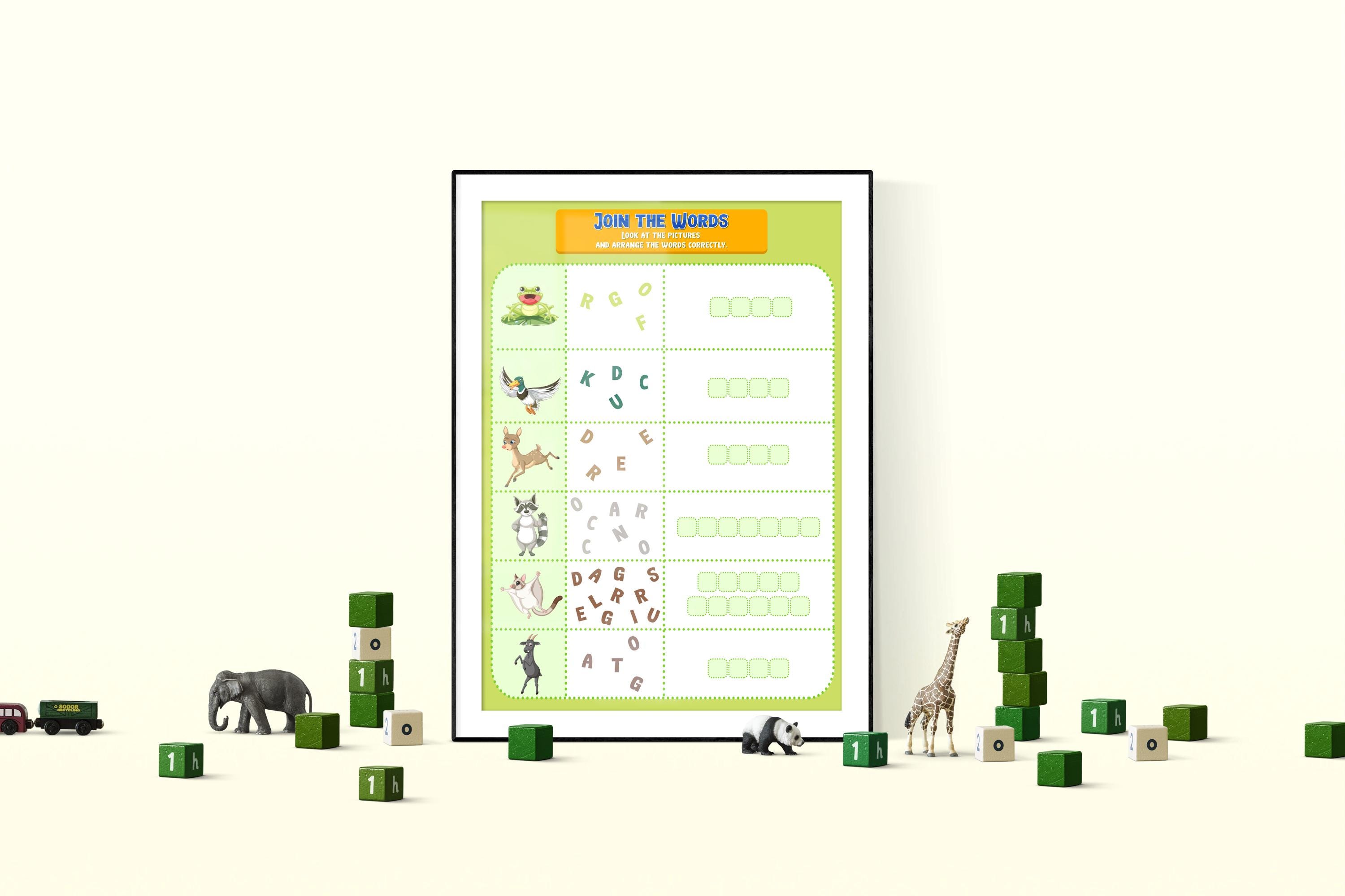 Animal Word Puzzle Worksheets for Kids - Fun and Educational Printable ...