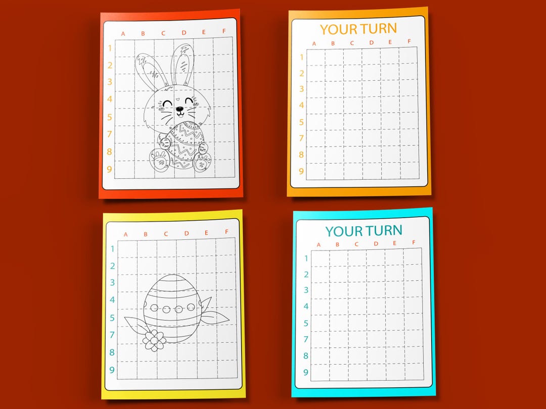 Easter Grid Drawing Worksheets for Kids Bunny and Egg Themed Activity ...