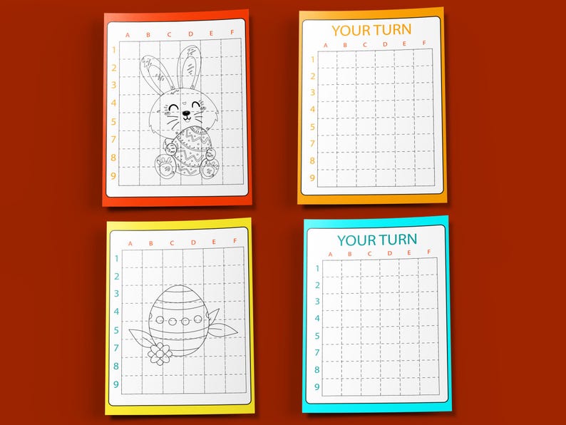 Easter Grid Drawing Worksheets for Kids Bunny and Egg Themed Activity ...