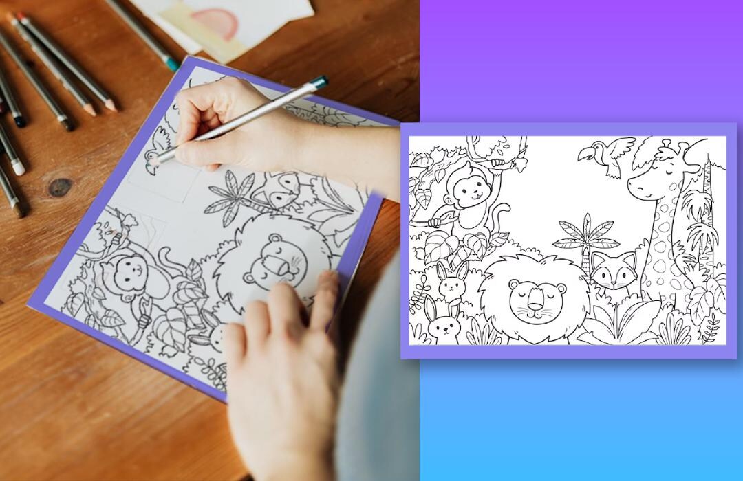 Jungle Animal Coloring Page – Fun Safari Printable for Kids – Cute ...