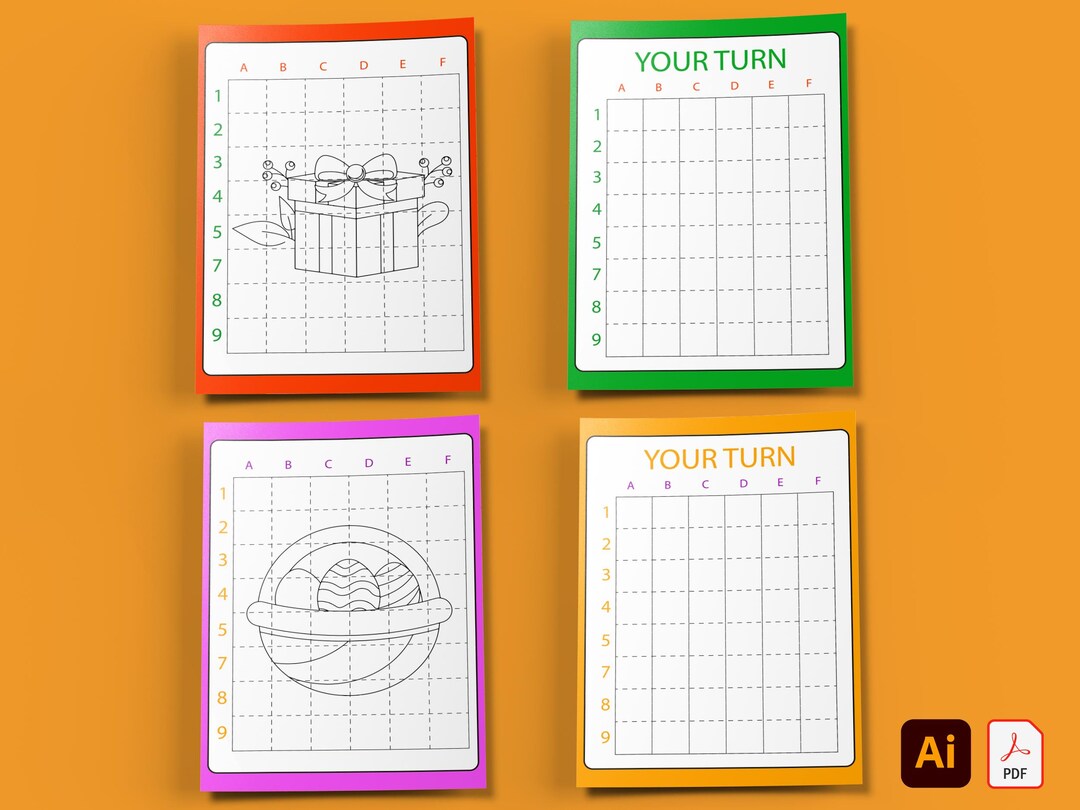 Christmas Grid Drawing Worksheets for Kids Gift Box and Ornament ...