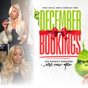 December Booking Flyer, Holiday Hair, Makeup, Lash, Nail Flyer (canva ...