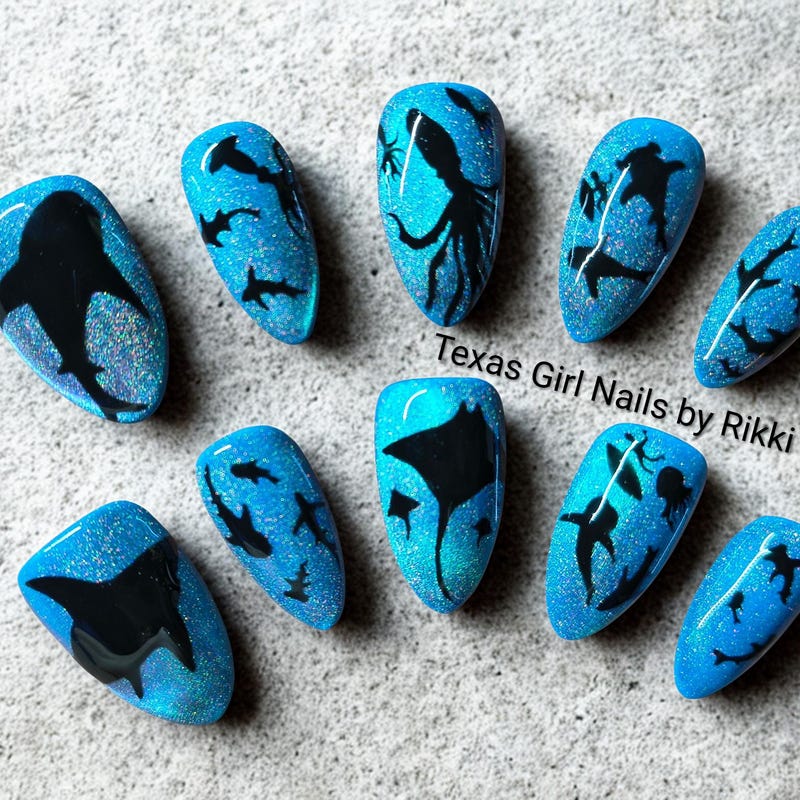 Whale Shark Nails - Etsy