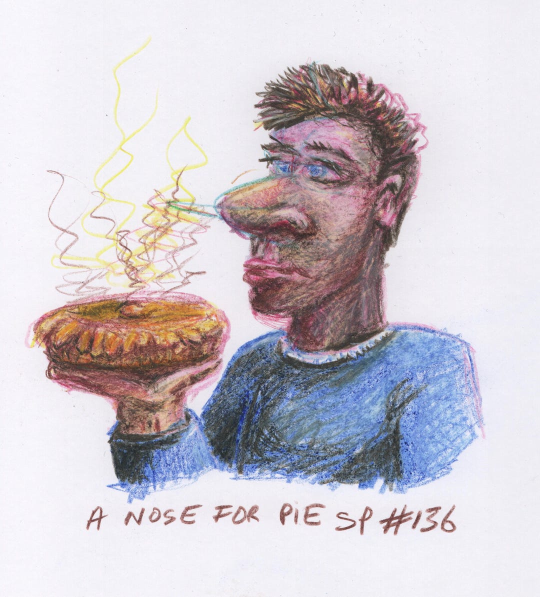A Nose for A Pie (original Artwork in Conte Crayon) - Etsy
