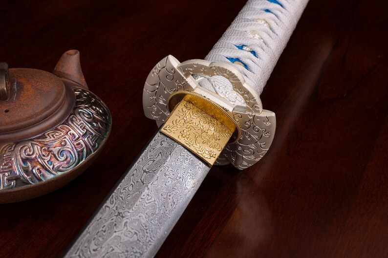 Hand-crafted White Katana Realistic Style, Sword for Girls, Sword for ...