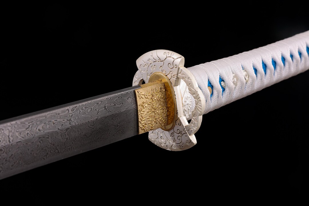 Hand-crafted White Katana Realistic Style, Sword for Girls, Sword for ...
