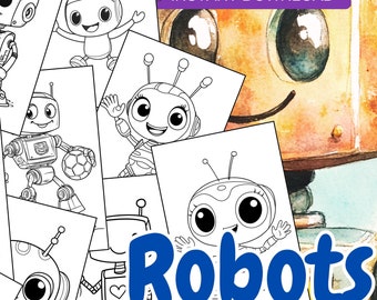 Digital Coloring Book- Robots - Etsy