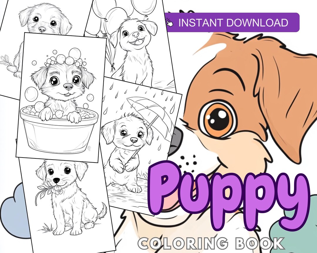 Happy Puppy Coloring Pages for Dog Lovers Cute Puppy Coloring Book ...