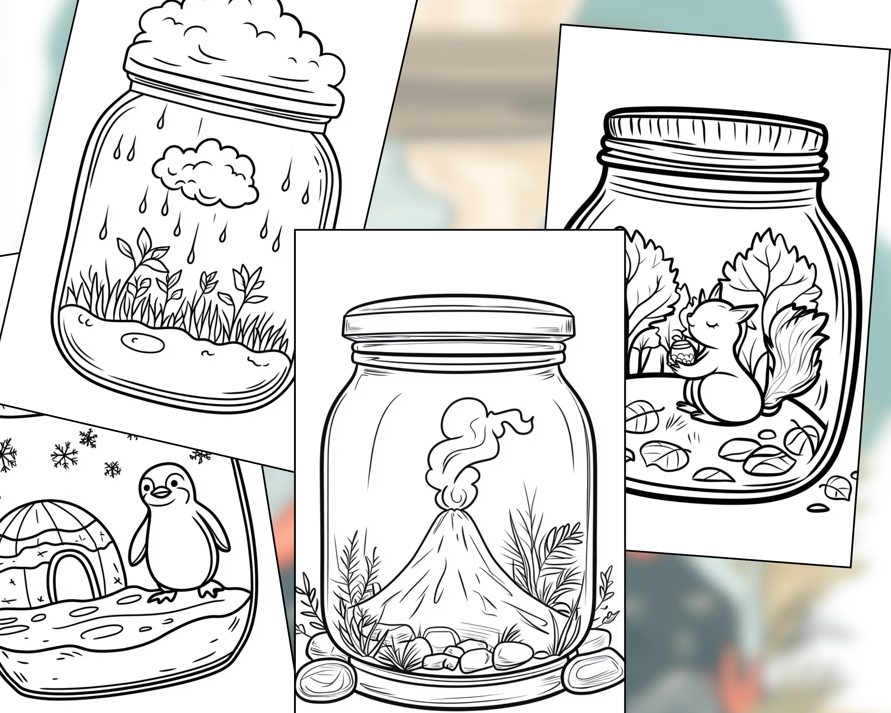 Life in a Jar Coloring Book Jar Coloring Pages Comfy Coloring Book Cute ...