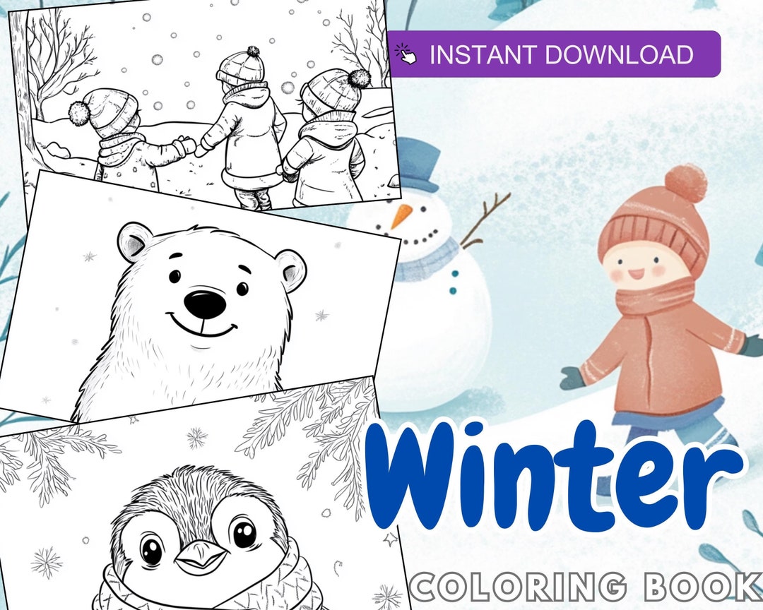 Cozy Winter Coloring Pages for Kids Coloring Book Winter Activity ...