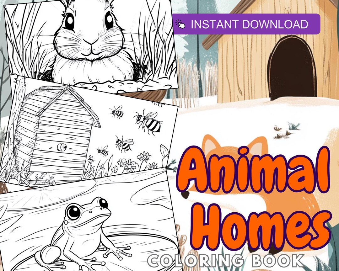Animal Homes Coloring Pages for Kids Animal Coloring Book Homes ...