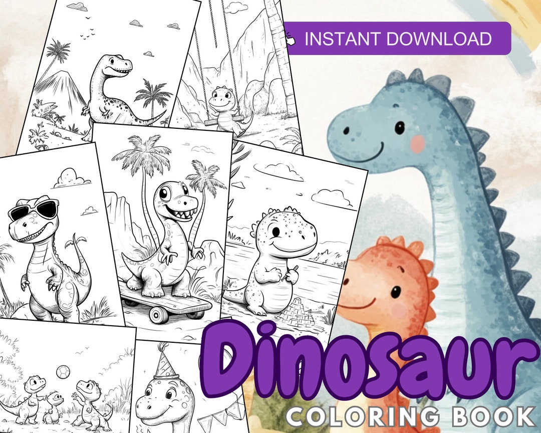 Dinosaur Coloring Pages for Kids Happy Dinosaur Coloring Book Printable ...
