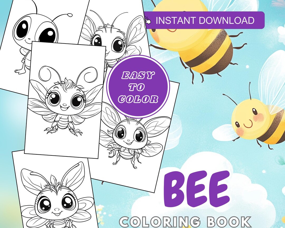 Bee Coloring Pages for Kids Printable Bee Coloring Book Little Bee ...