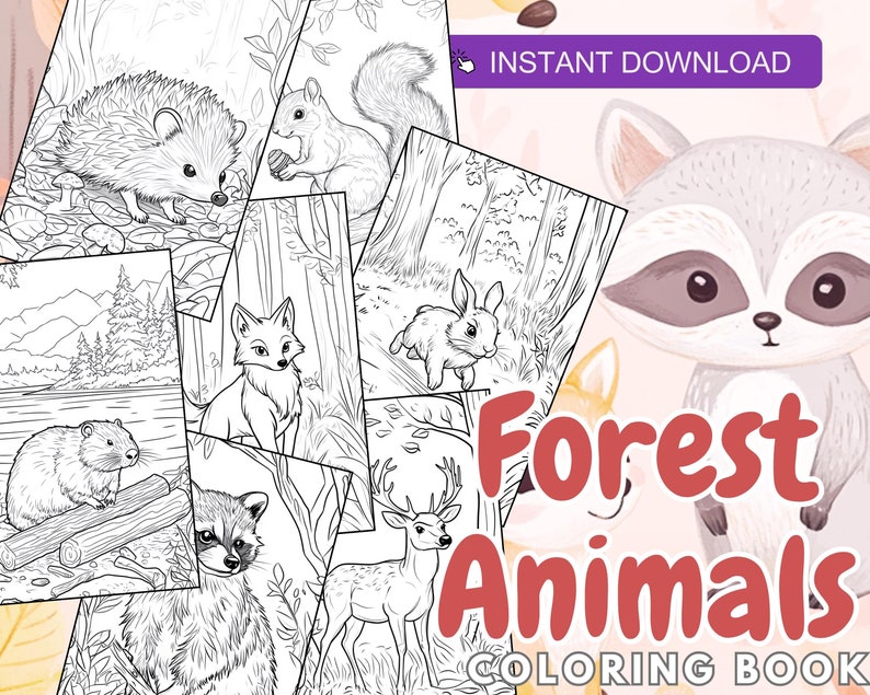 Woodland Animals Coloring Pages for Kids Printable Forest Animals ...