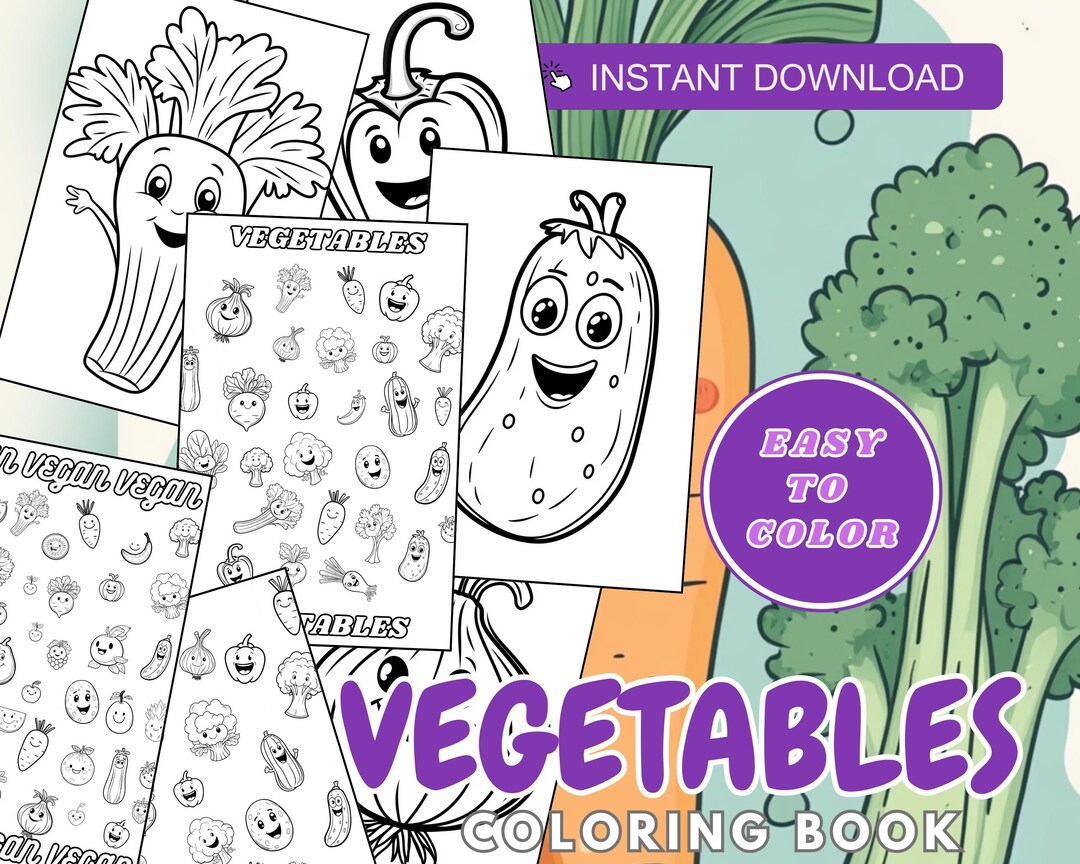 Vegan Coloring Book Vegan Coloring Pages Vegetables Coloring Book ...