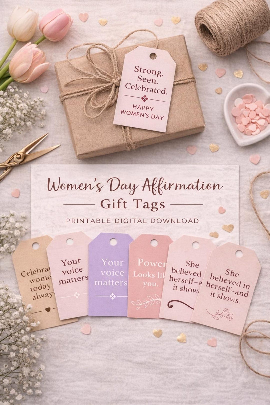8 Women's Day Affirmation Gift Tags | Women's Day | Editable Printable ...
