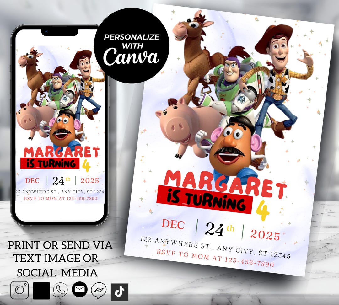 Editable Toy Story Birthday Invitation, Toy Story Birthday Invitation ...
