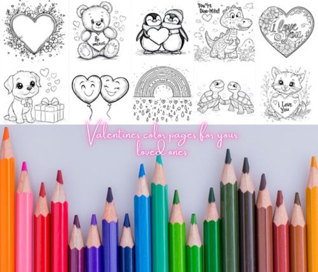 Retro Valentine Coloring Pages: Kids & Adults (digital Download) - Etsy