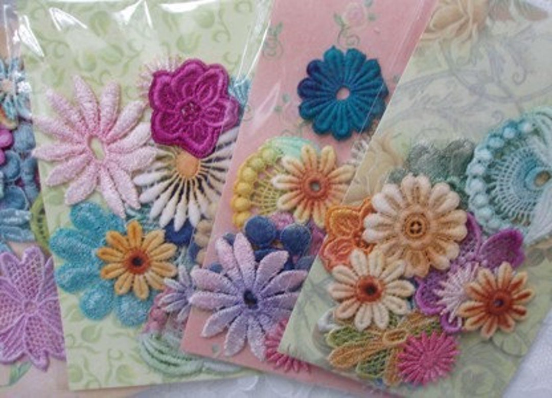Flower Lace Trims - Hand Dyed Venise Crazy Quilt Embellishment ...