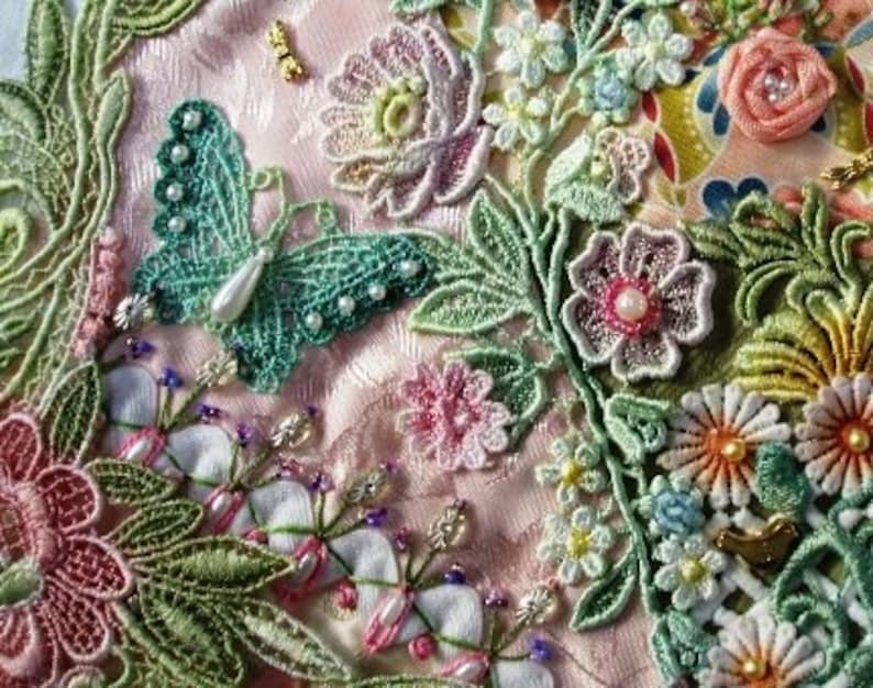 Flower Lace Trims Hand Dyed Venise Crazy Quilt Embellishment - Etsy
