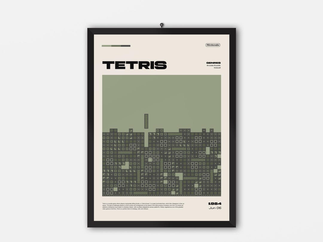 Tetris Poster, Tetris Decor, Tetris Wall Art, Tetris Game Gift Idea ...