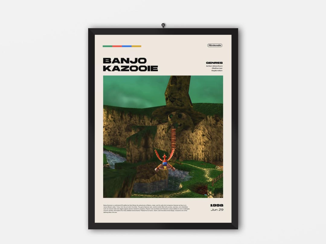 Banjo Kazooie Poster, Banjo Kazooie Print, Banjo Kazooie Decor, Banjo ...