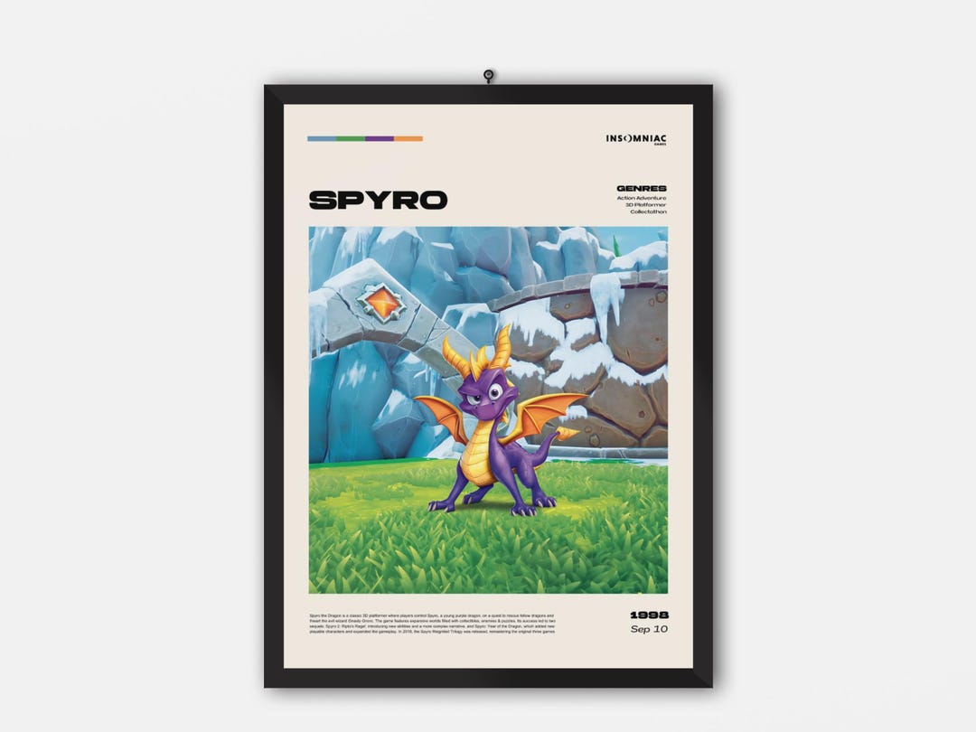 Spyro Game Poster, Spyro Decor, Spyro Wall Art, Spyro Game Gift, Spyro ...