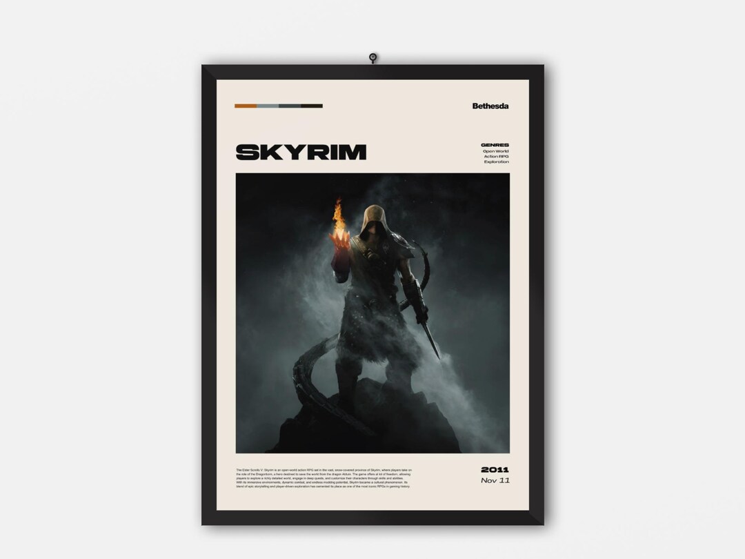 Skyrim Poster, Skyrim Decor, Elder Scrolls Skyrim Wall Art, Skyrim Game ...