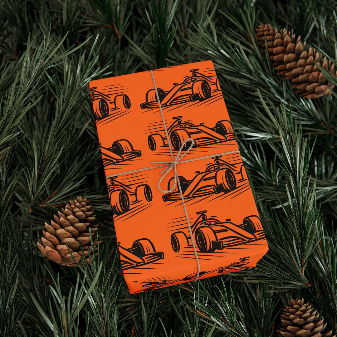 F1 Wrapping Paper - Formula 1 Car on Orange Background - Etsy
