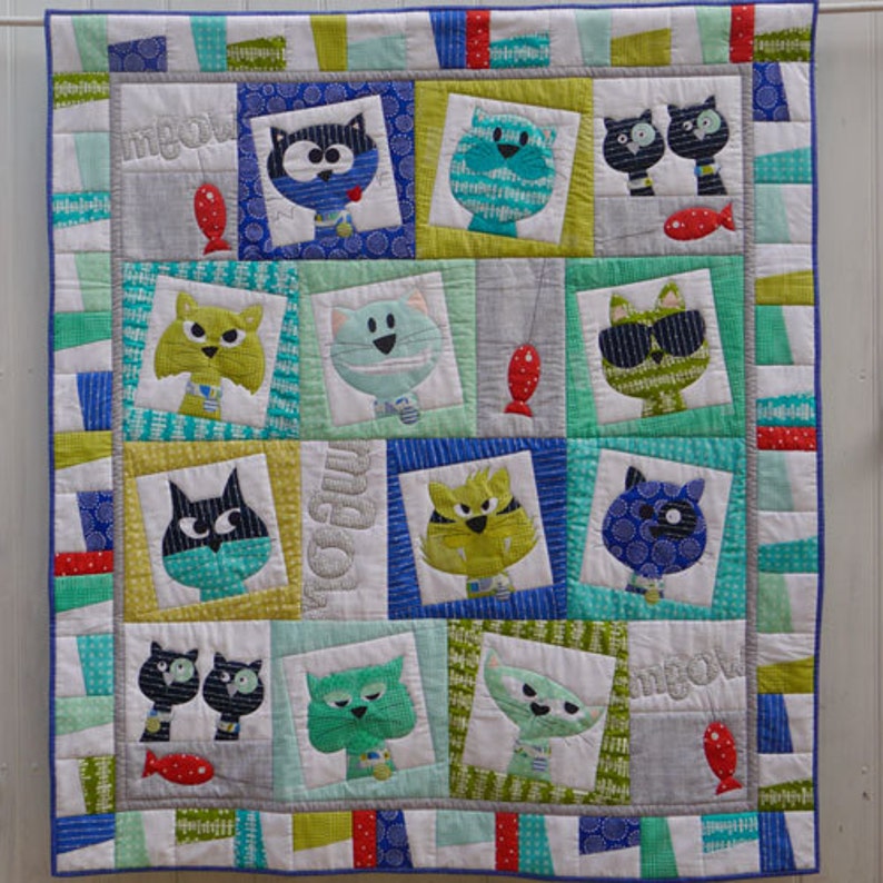 Cat Face Applique Quilt Pattern | Etsy