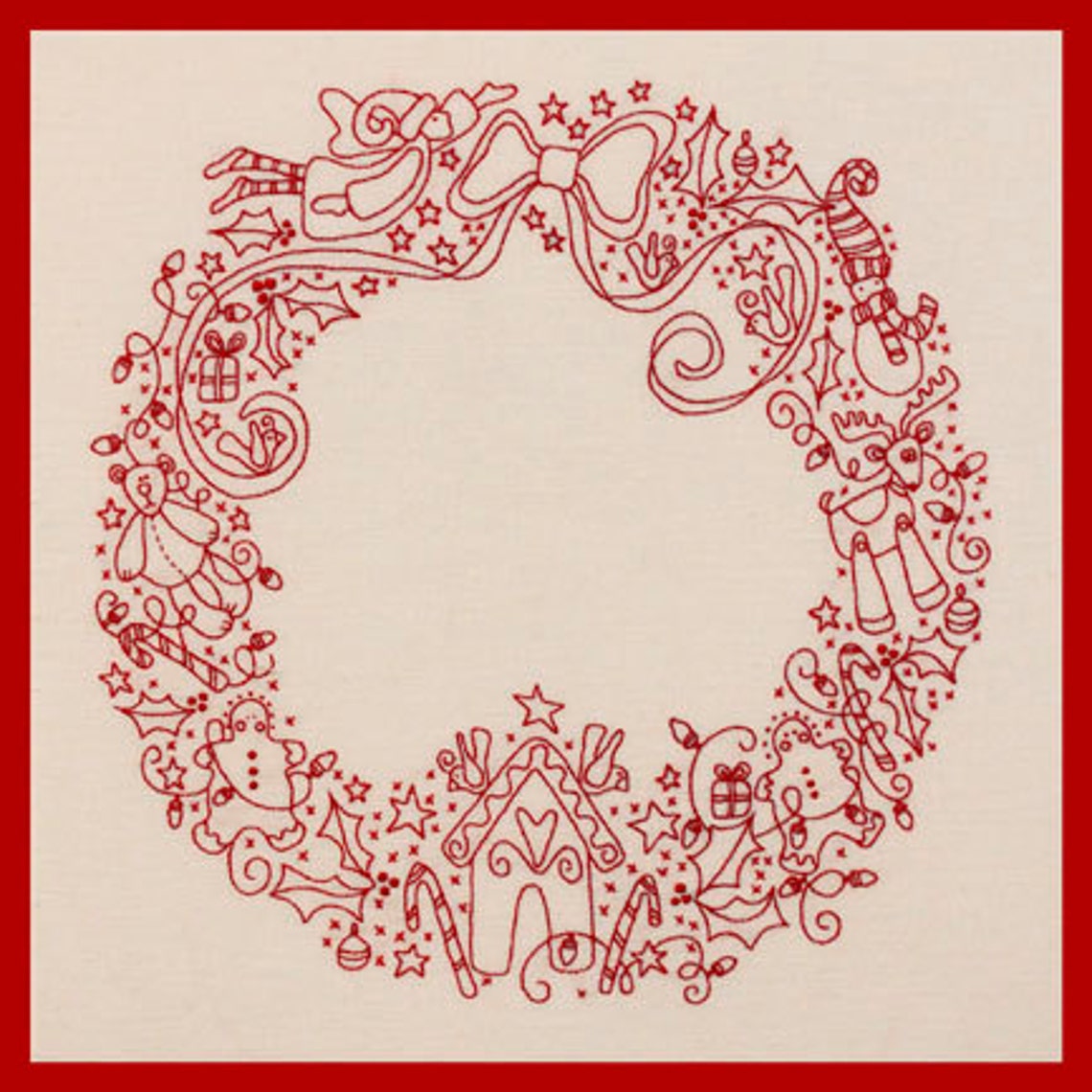 Christmas Treasures Wreath Embroidery Kit - Etsy
