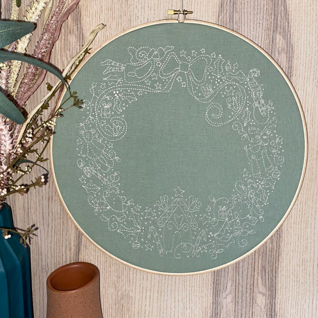 Christmas Treasures Wreath Embroidery Kit - Etsy