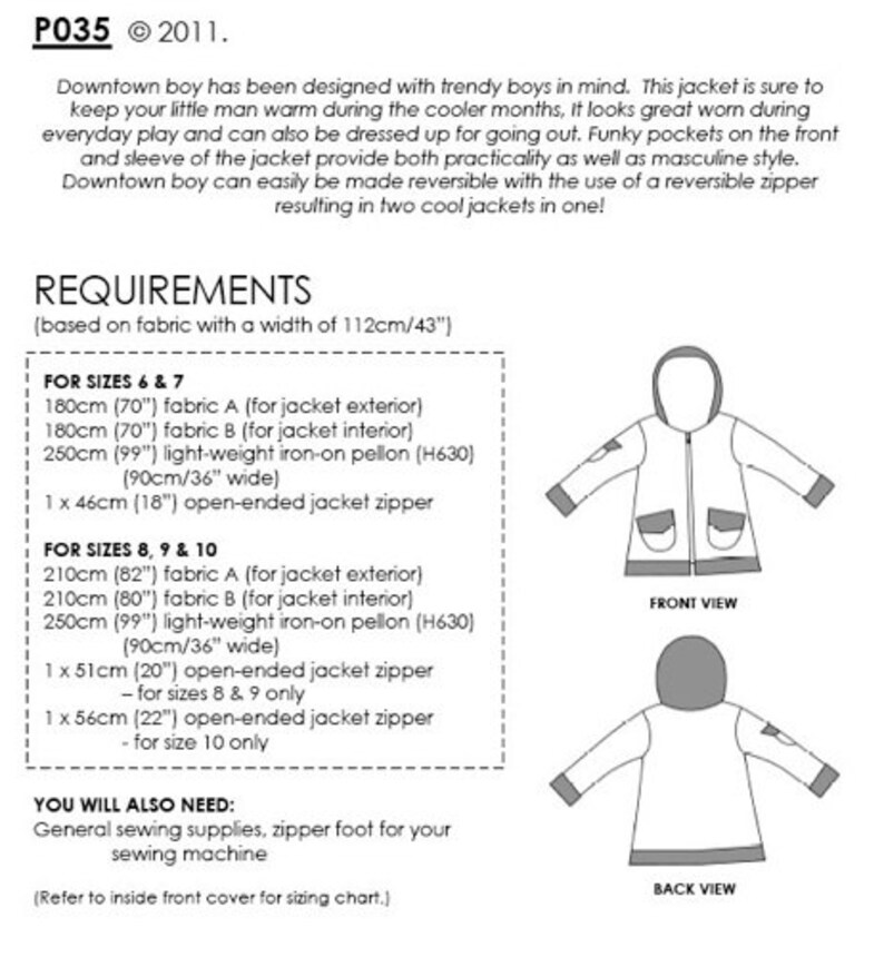 Downtown Boy's Jacket Pattern - Etsy