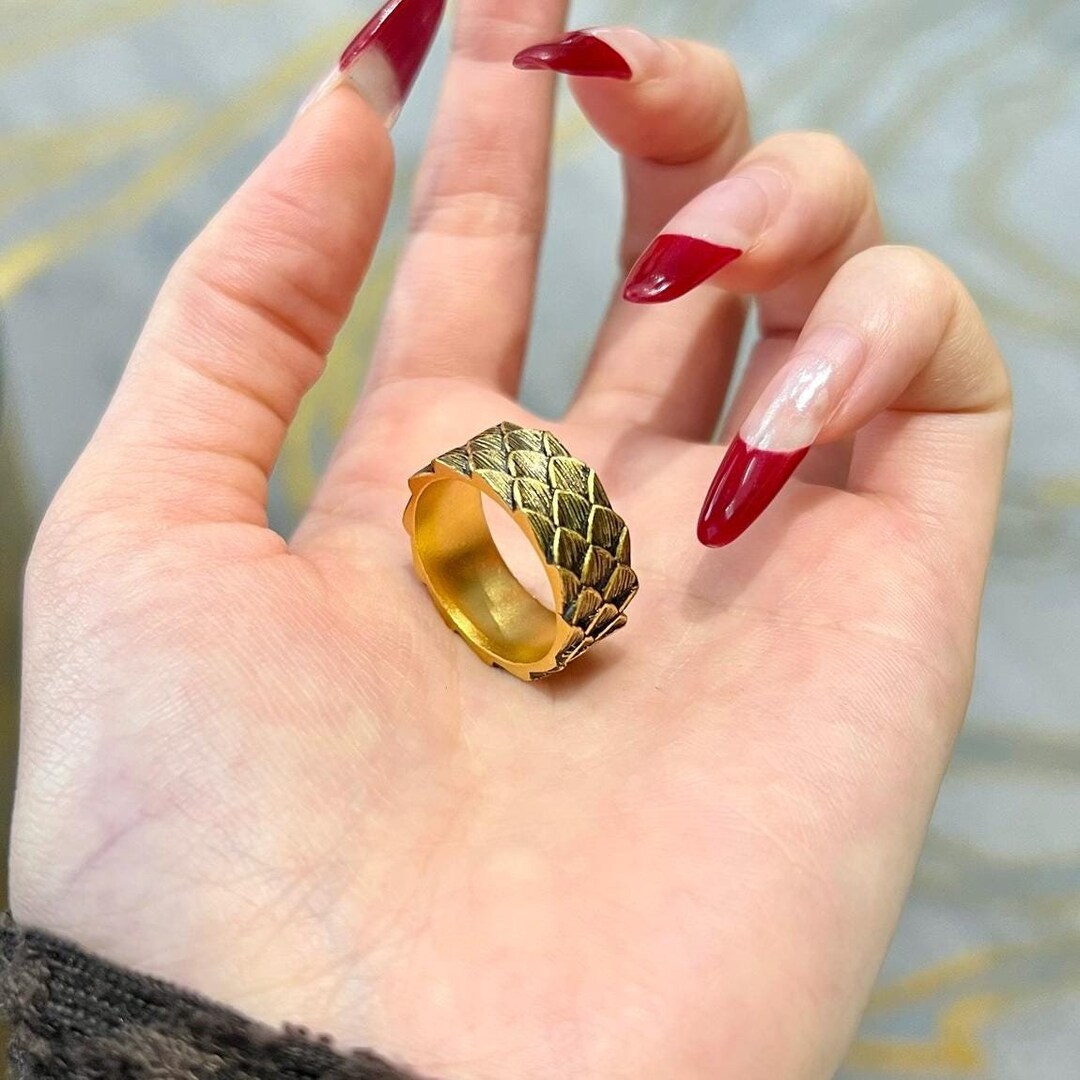 24K Gold 99.9% Pure Gold Dragon Scales Ring , Valentine's Day for Him ...