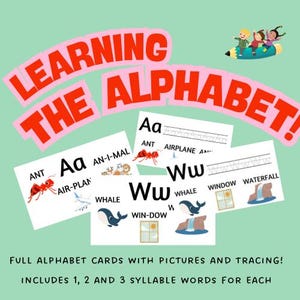 ALPHABET CARDS for Kids - Learning the Alphabet - 1, 2 and 3 Syllables ...