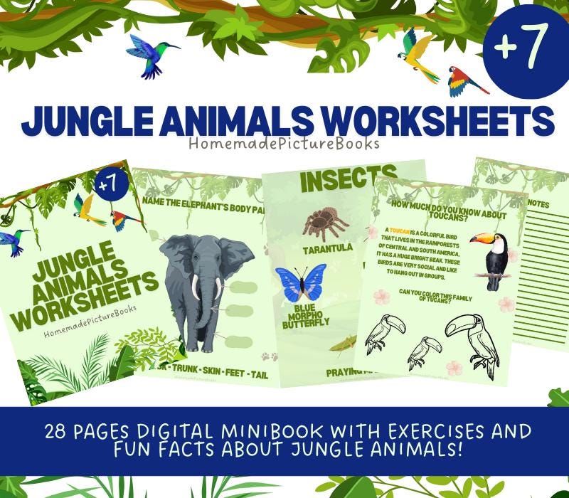 Jungle Animals Digital BUSY BOOK - Activities and Fun Facts for ...