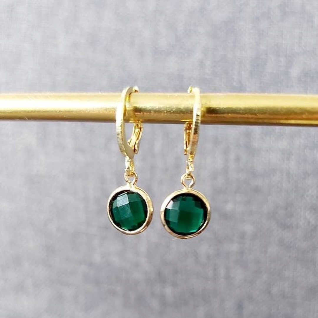 May Birthstone Earrings, Charm Hoops, Bridesmaids Gifts, Birthstone ...