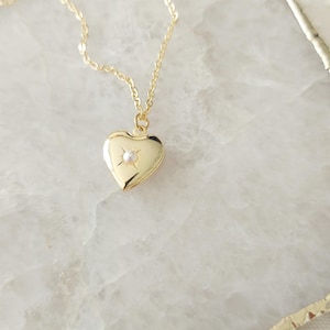 Small Gold Heart Locket Necklace, Mothers Day Gift, Locket Necklace ...
