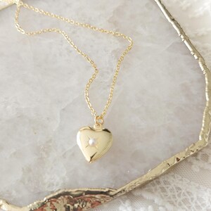 Small Gold Heart Locket Necklace, Mothers Day Gift, Locket Necklace ...