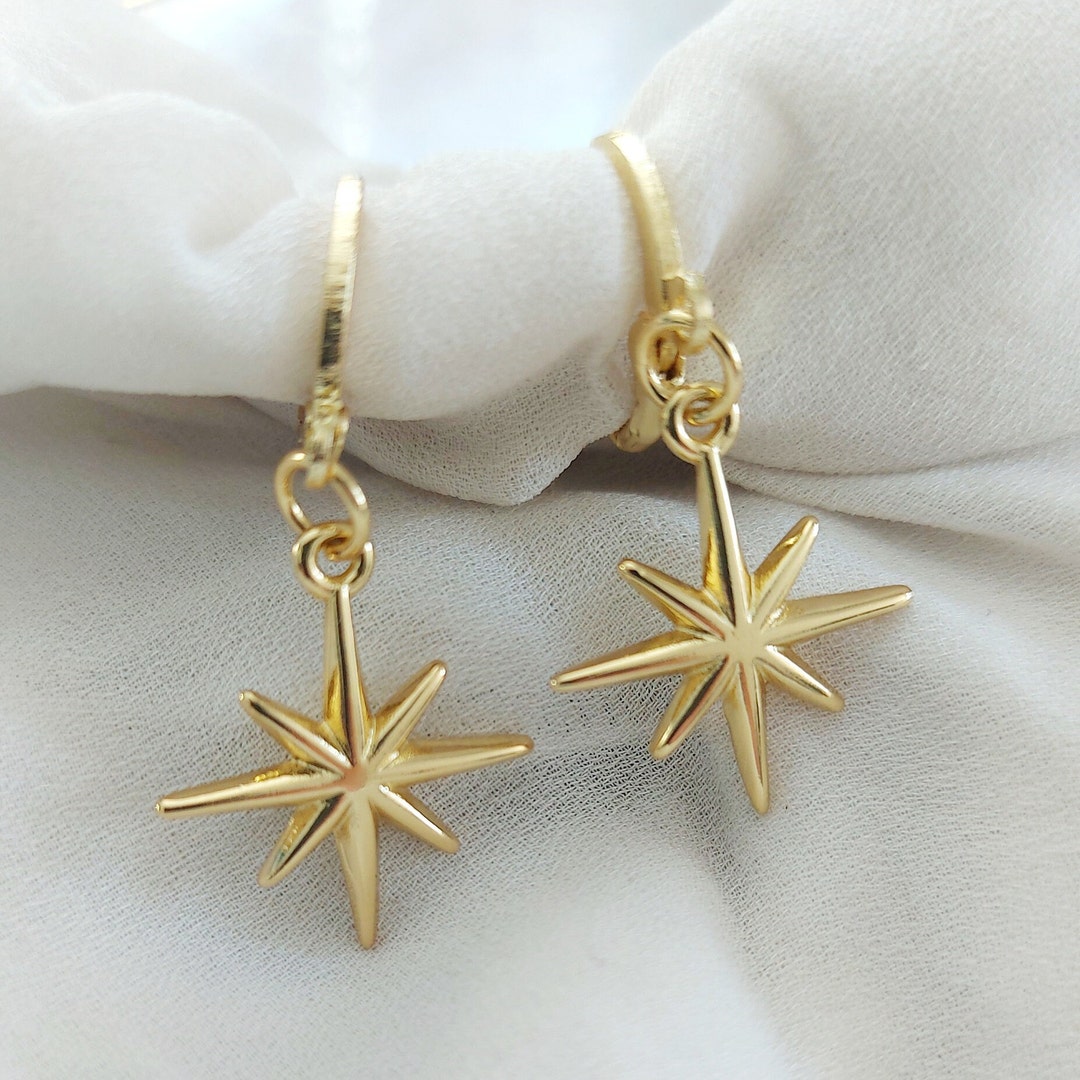 Gold Star Hoop Earrings, Small Huggie Hoops, Star Earrings, Small Gold ...