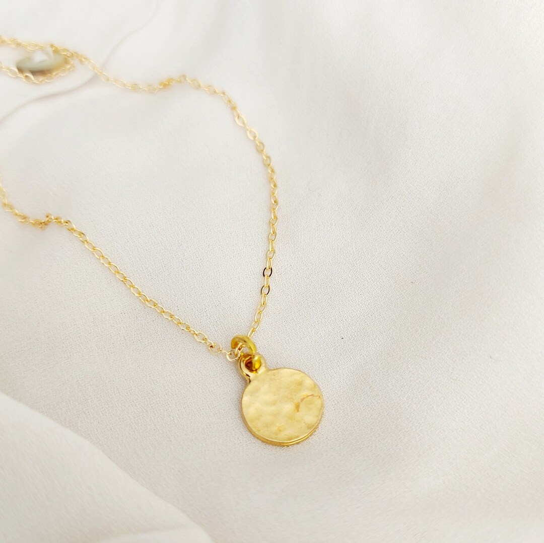 Gold Coin Disc Earring and Necklace Set, Hammered Coin, Gold Coin ...