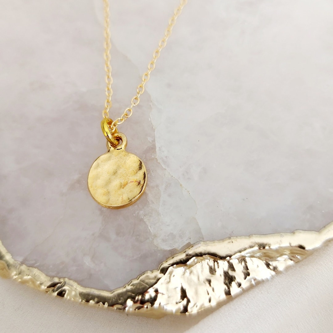Small Gold Coin Necklace, Gold Disc Necklace, Birthday Gift Daughter ...