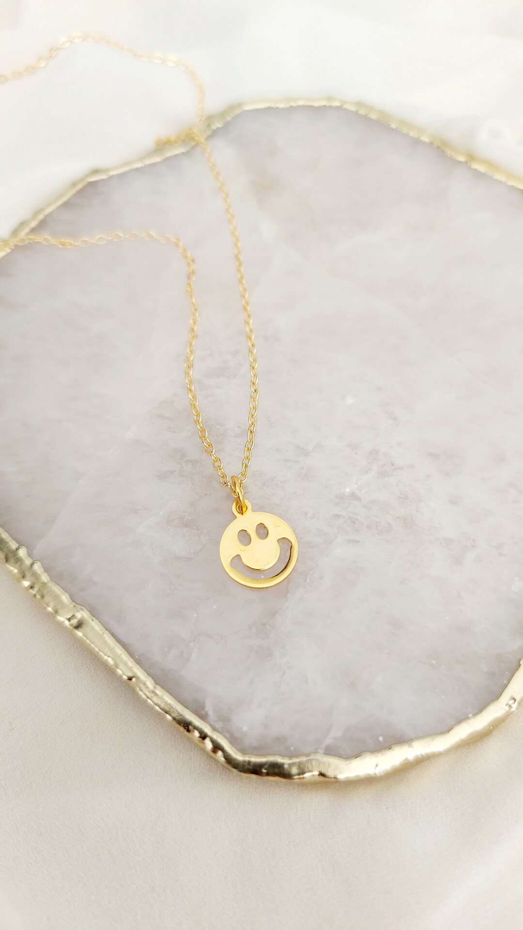 Smiley Happy Face Necklace, Disc Layering Necklace, Happy Feel Good ...