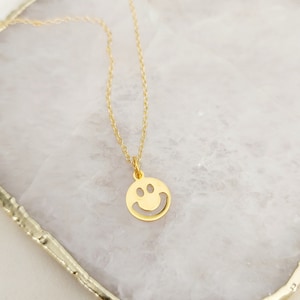 Smiley Happy Face Necklace, Disc Layering Necklace, Happy Feel Good ...