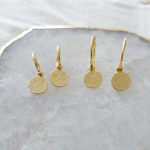 Hammered Gold Coin Hoop Earrings, Classic Coin Earrings, Birthday Gift ...