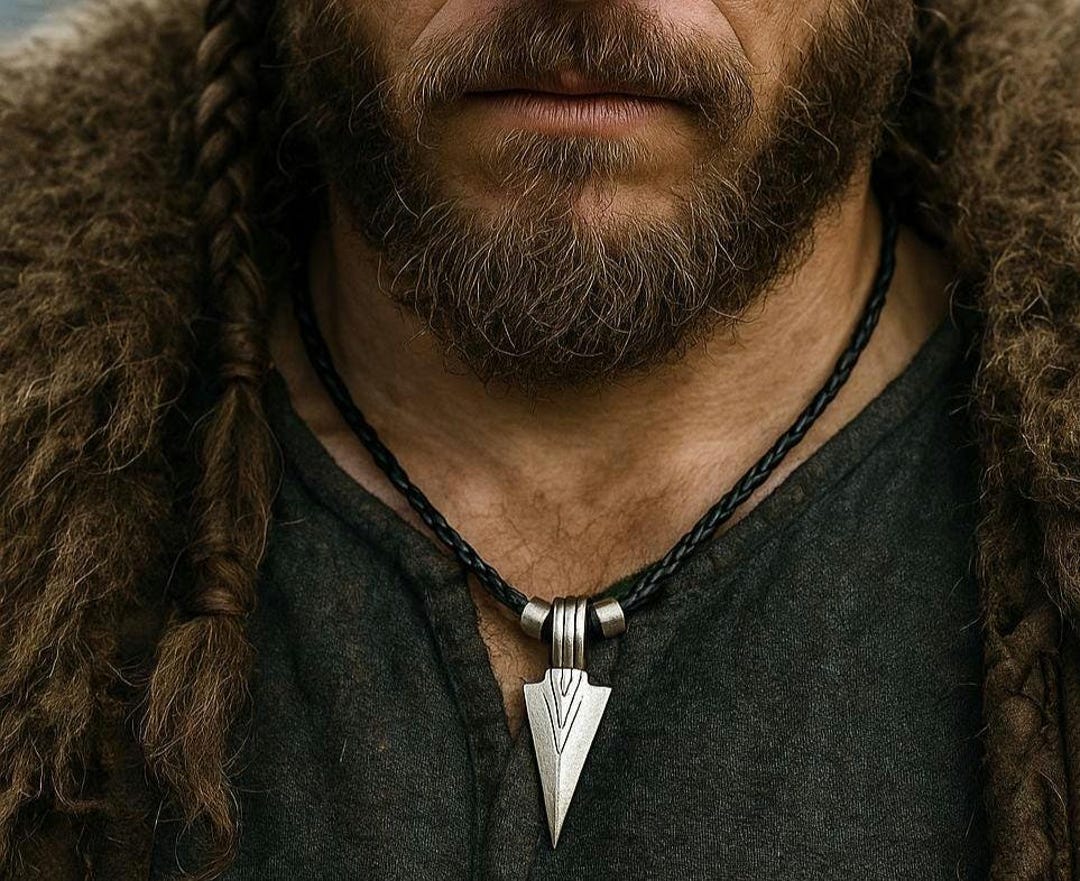Men's Odin's Spear Head Gungnir Pendant Necklace Tribal Silver Charm on ...